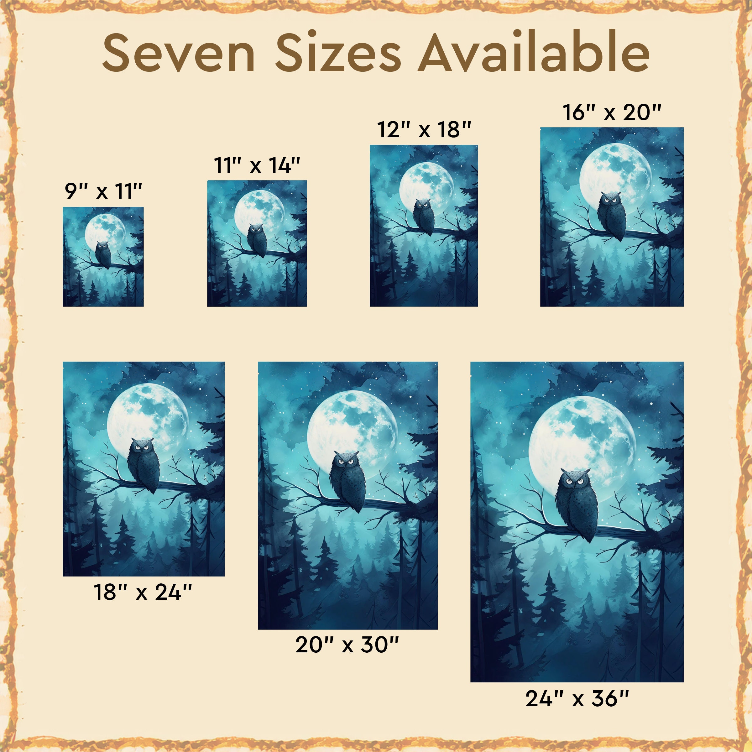 Moonlight Forest Wise Owl Poster, Bird Wall Art, Bird Lover Gift ...
