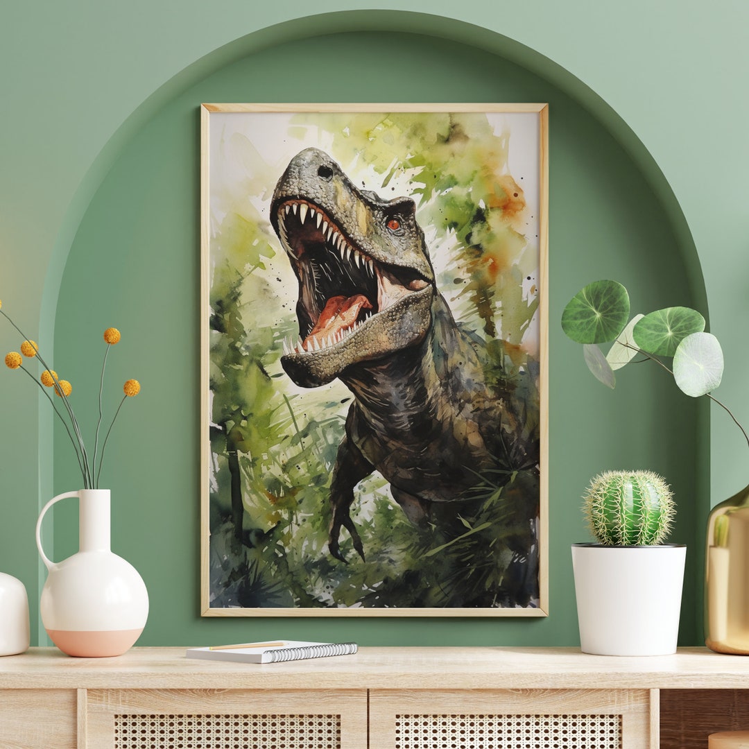 Tyrannosaurus Rex Dinosaur Poster, T-rex Wall Art, Dinosaur Wall Decal ...