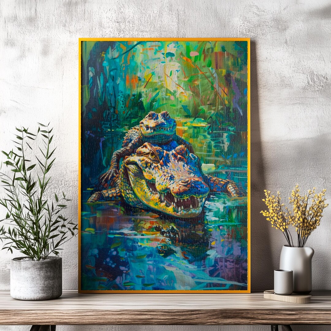 Swamp Wildlife Crocodile Family Jigsaw Puzzle, 110/252/520/1014 Pcs ...