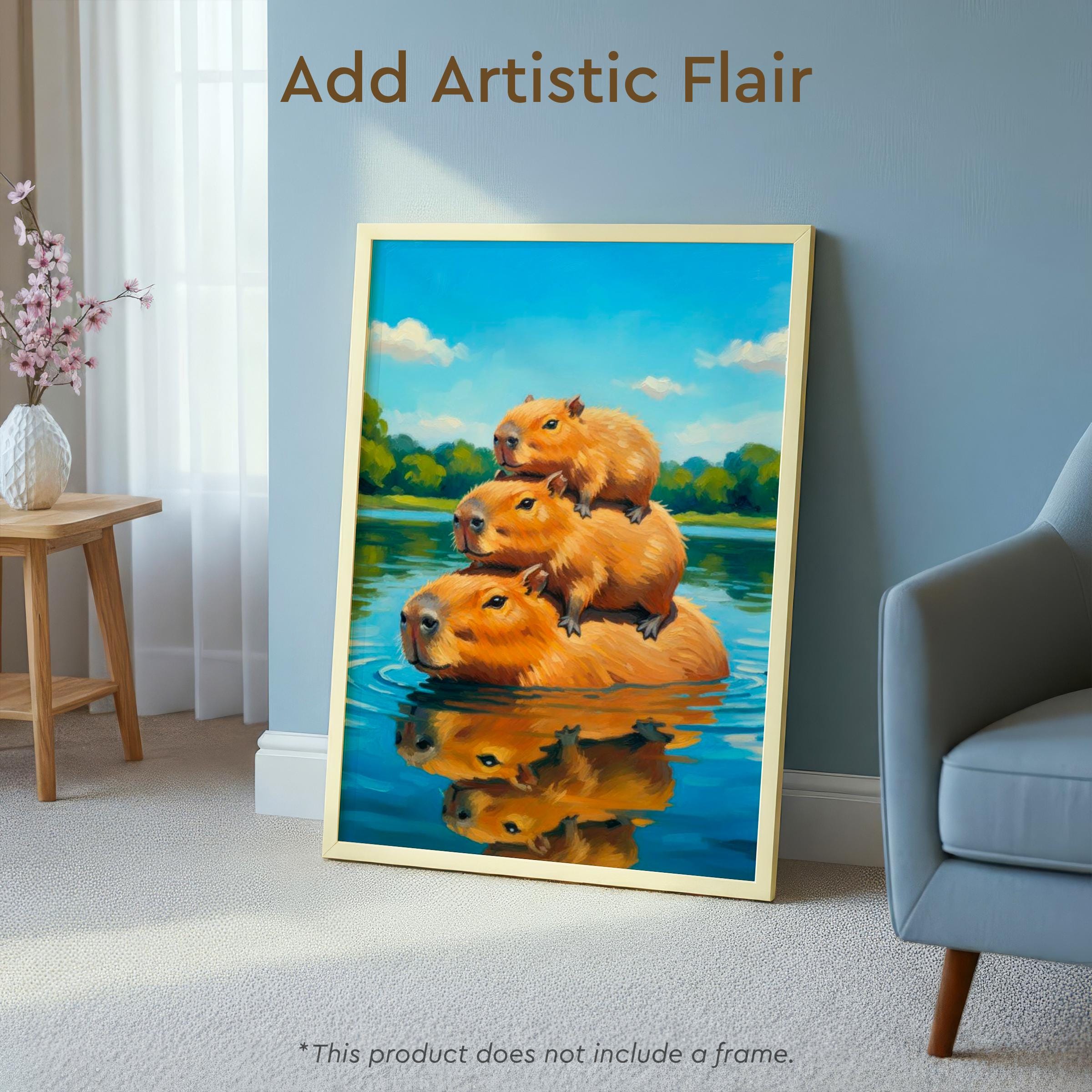 Cute Stacked Capybara Family Poster, Whimsical Wildlife Wall Art ...