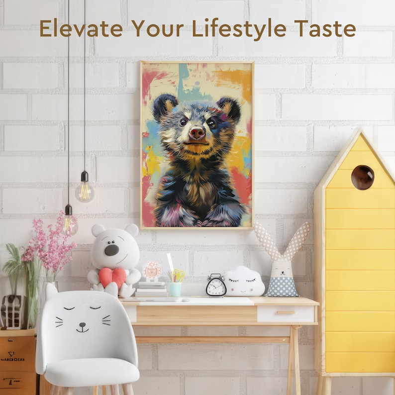 Wildlife Cute Bear Nursery Poster, Black Bear Lover Gift, Funny Bear ...