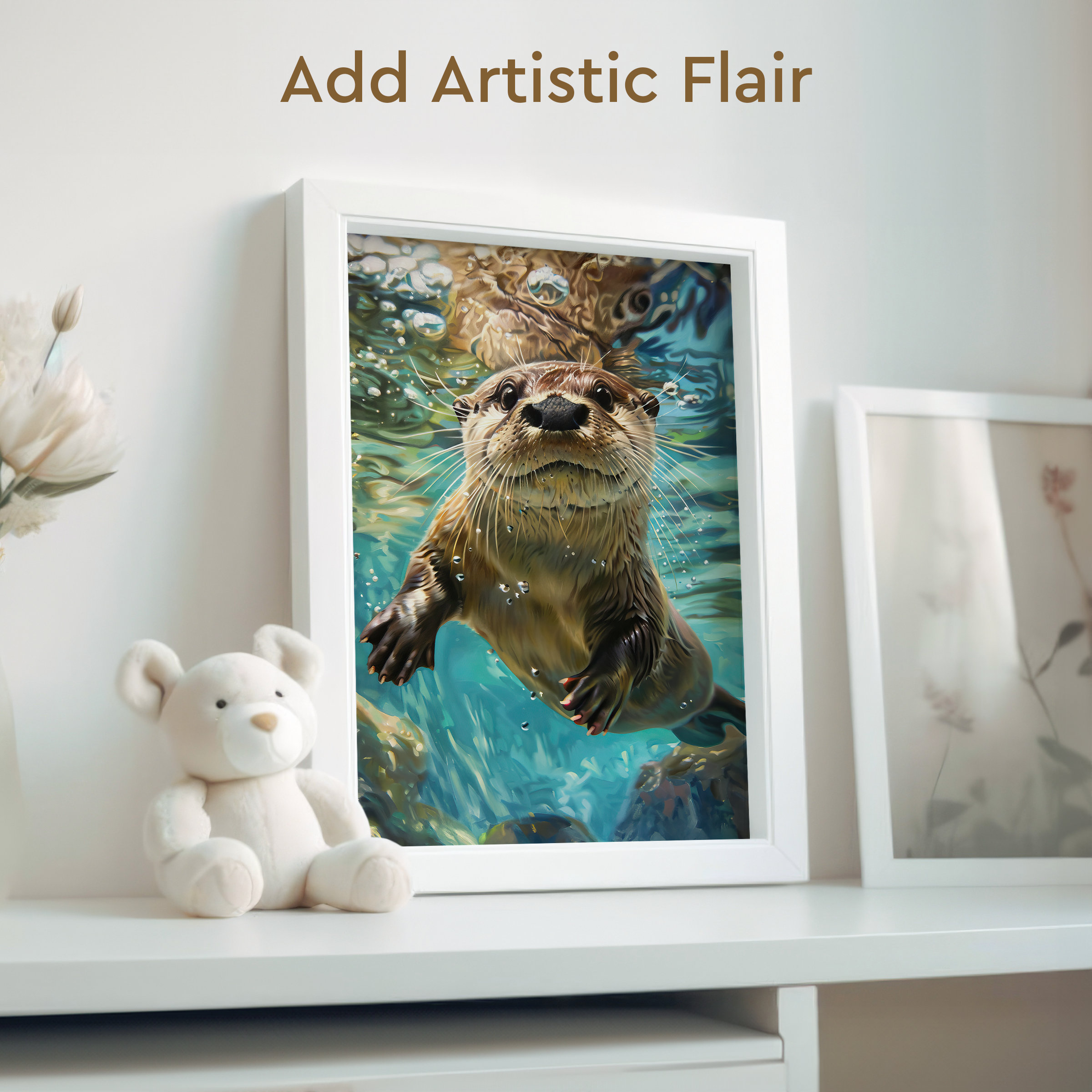 Wildlife Swimming Otter Aquarium Poster, Funny Sea Otter, Wild Animal ...