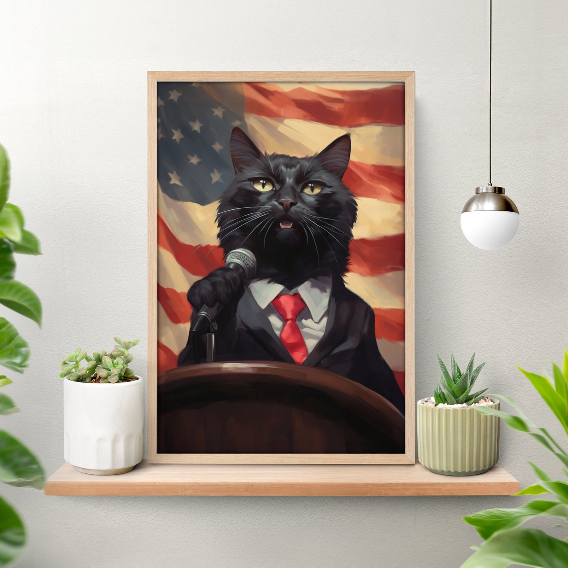 Exclusive President Black Cat Poster, Funny Kitten Wall Art, Wall Pet ...