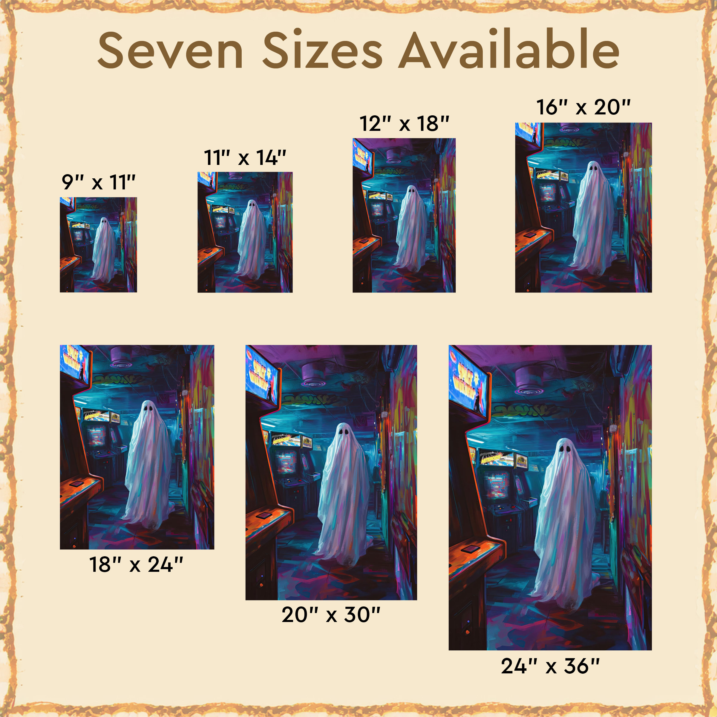 Arcade Room Haunting Ghost Poster, 80s Arcade Pattern, Retro Arcade ...