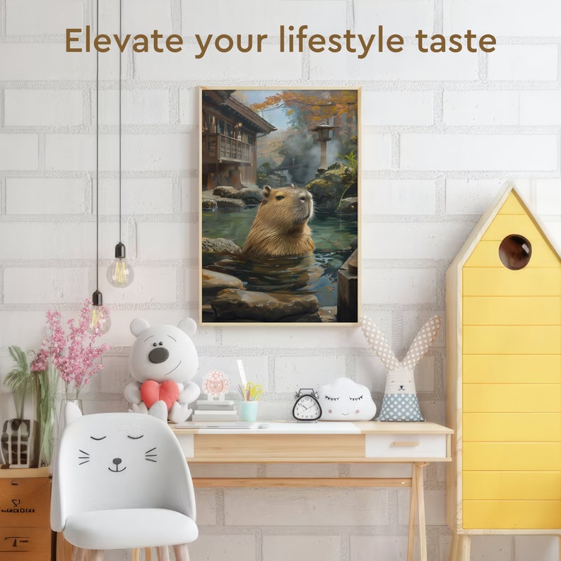 Affiche capybara source chaude japonaise, impression capybara drôle ...