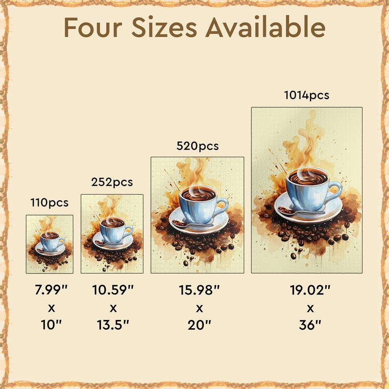 Retro Coffee Teacup Jigsaw Puzzle, 110/252/520/1014 Pcs, Kids Adults ...