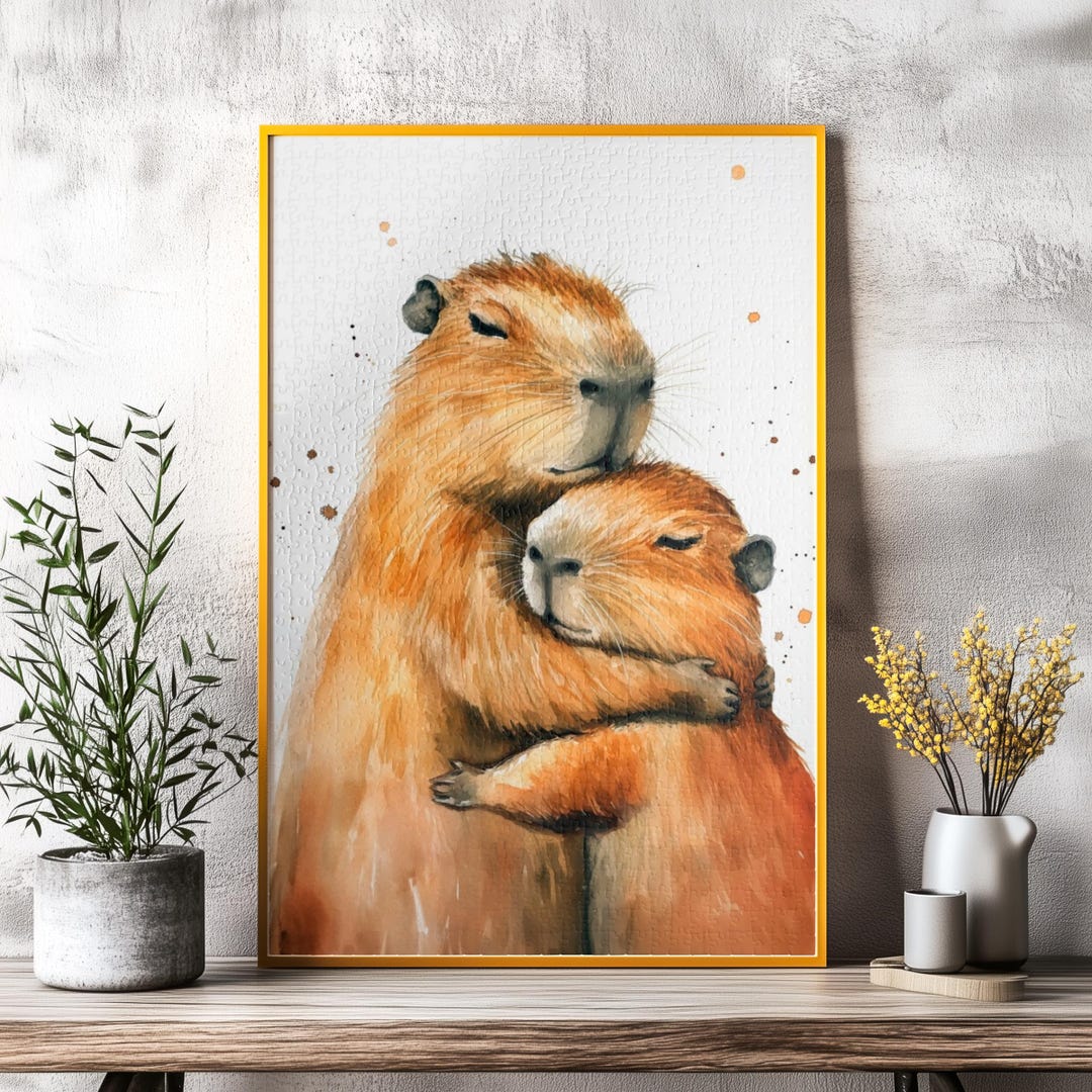 Lovely Capybara Cuddling Portrait Jigsaw Puzzle, 110/252/520/1014 Pcs ...