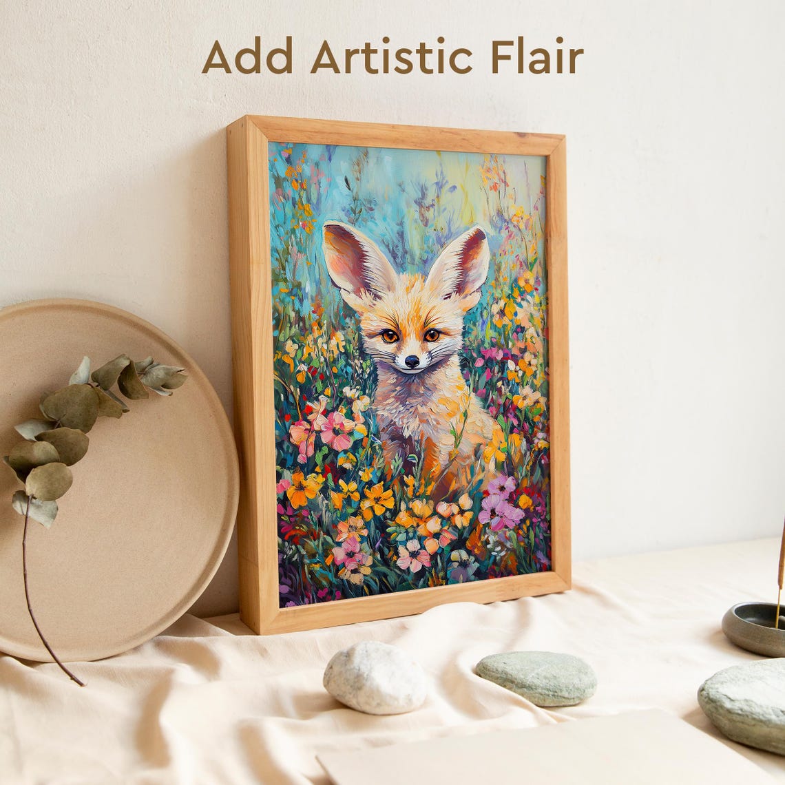 Flower Field Fennec Fox Poster, Funny Desert Fox, Vulpes Zerda Nursery ...