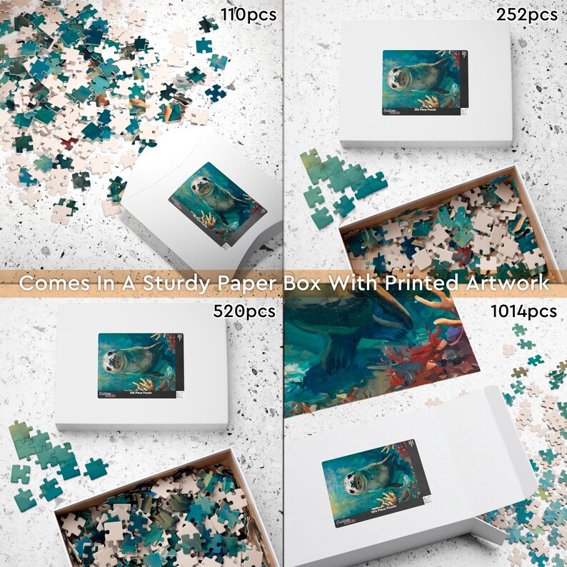 Cute Curious Seal Aquarium Jigsaw Puzzle, 110/252/520/1014 Pcs, Kids ...