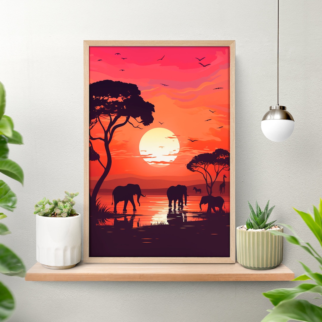 Safari Wildlife Animals Kingdom Poster, Wild Animal Home Decor, Safari ...