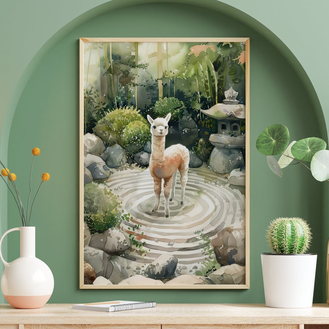Zen Garden Llama Alpaca Poster, Funny Alpaca Print, Llama Lover Gift ...