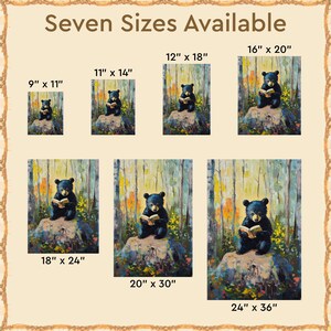 Bookworm Bear Reading Book Poster, Funny Black Bear, Book Lover, Kids ...