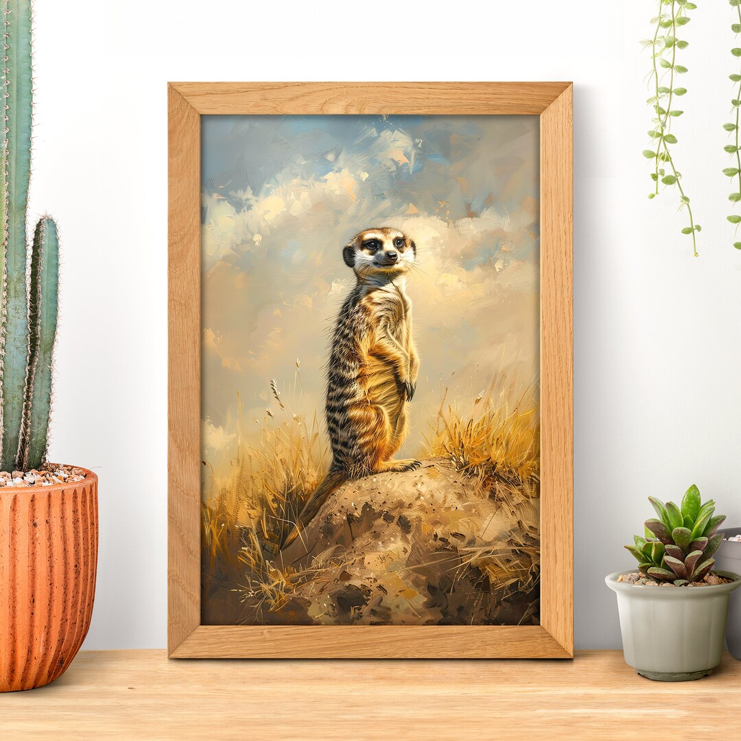 African Savannah Wildlife Meerkat Poster, Meerkat Gift, Safari Animal ...