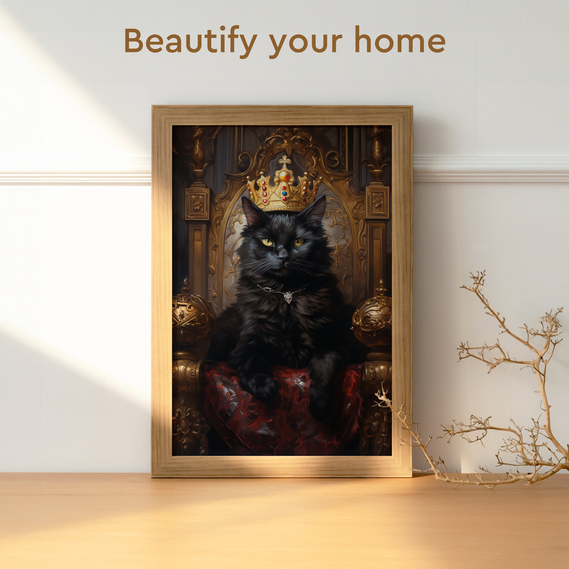 Royal Crown Cat Poster, King Cat, Queen Cat, Royal Pet Portrait, Wall ...