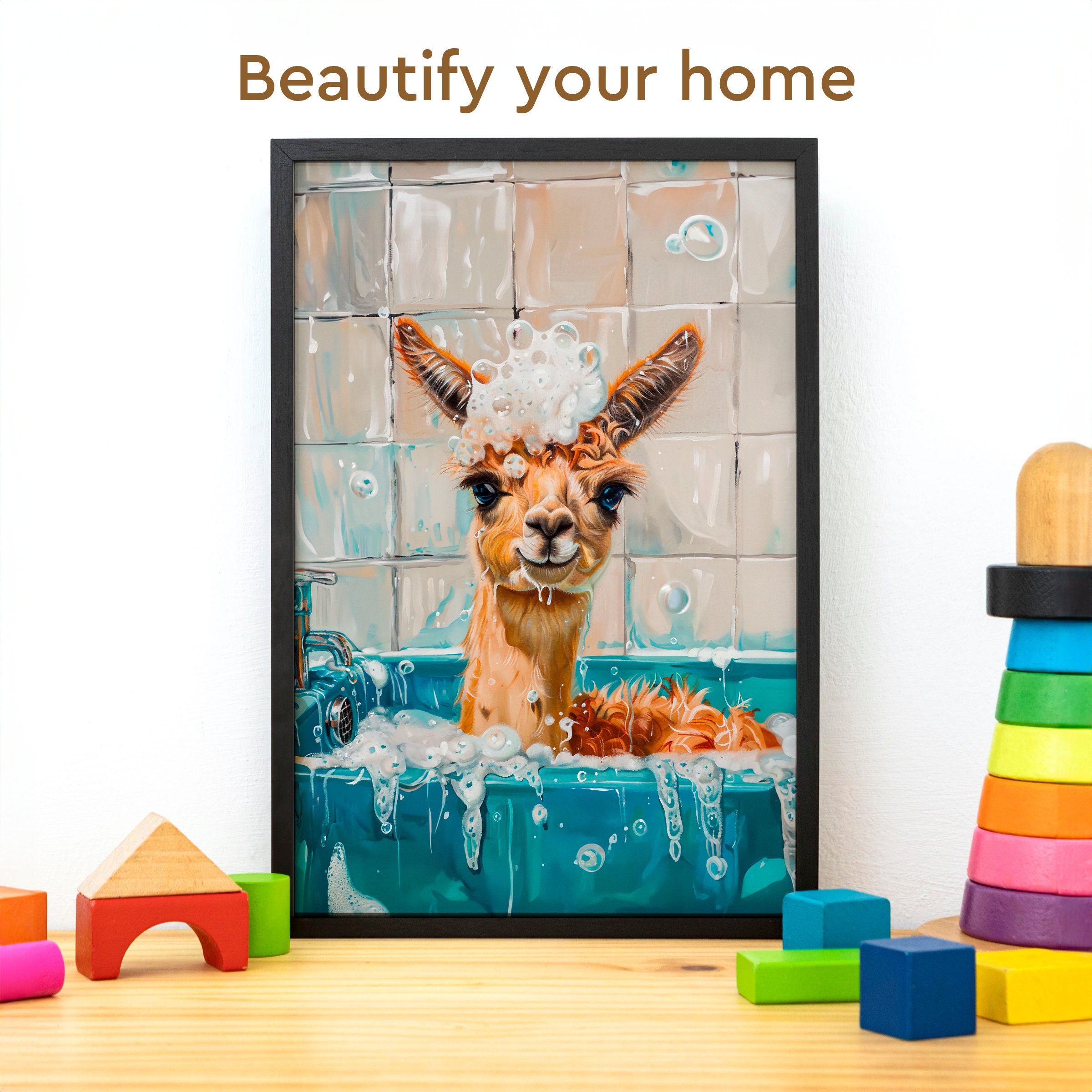 Bathtub Bubble Bath Llama Poster, Bathroom Wall Art, Llama Lover Gift ...
