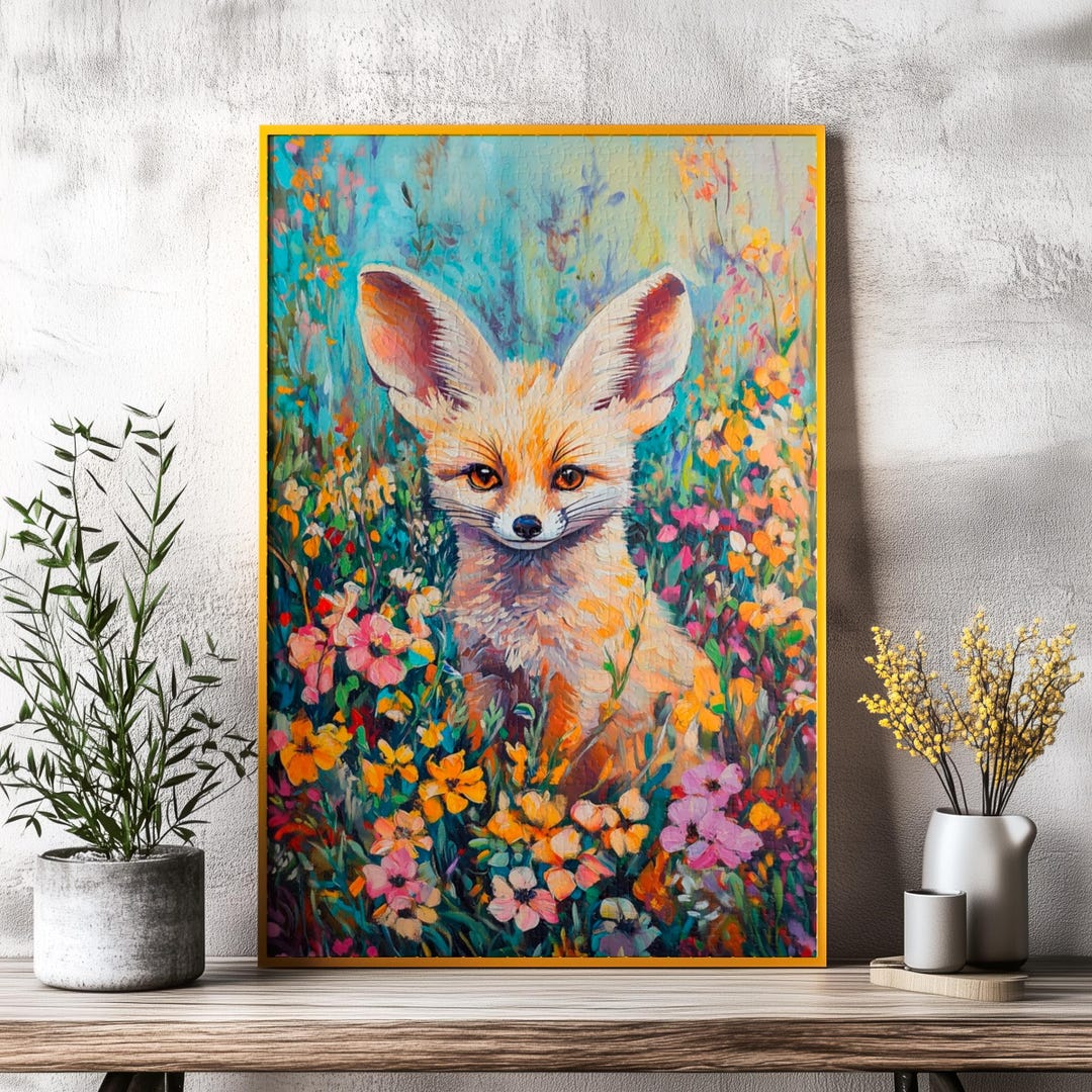 Flower Field Fennec Fox Jigsaw Puzzle, 110/252/520/1014 Pcs, Kids ...
