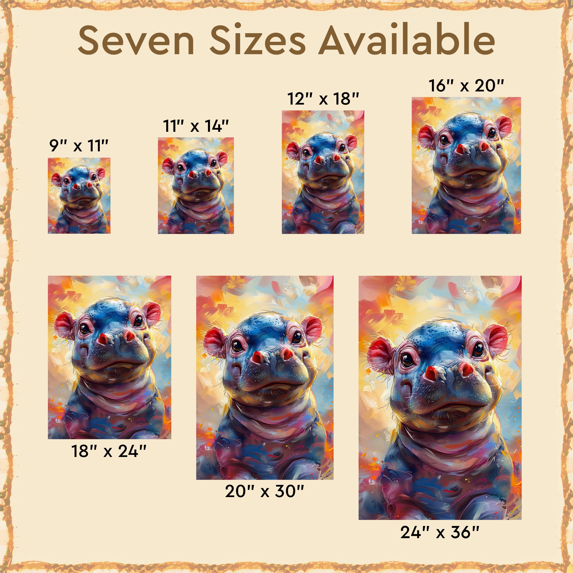 Wildlife Cute Hippo Nursery Poster, Hippo Lover Gift, Funny Hippo Print ...