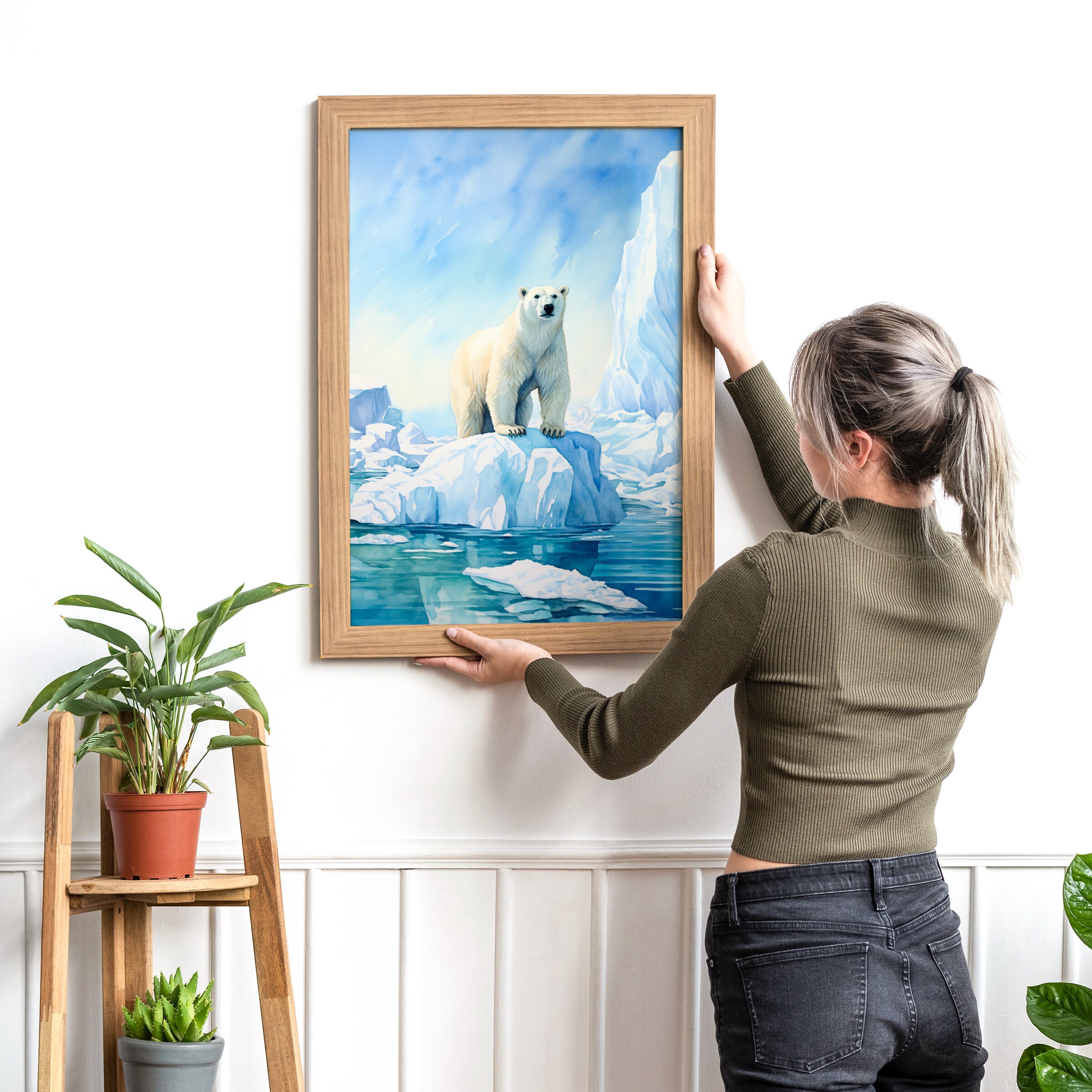 Northpole Iceberg Polar Bear Poster, Animal Home Decor, Kids Room Art ...