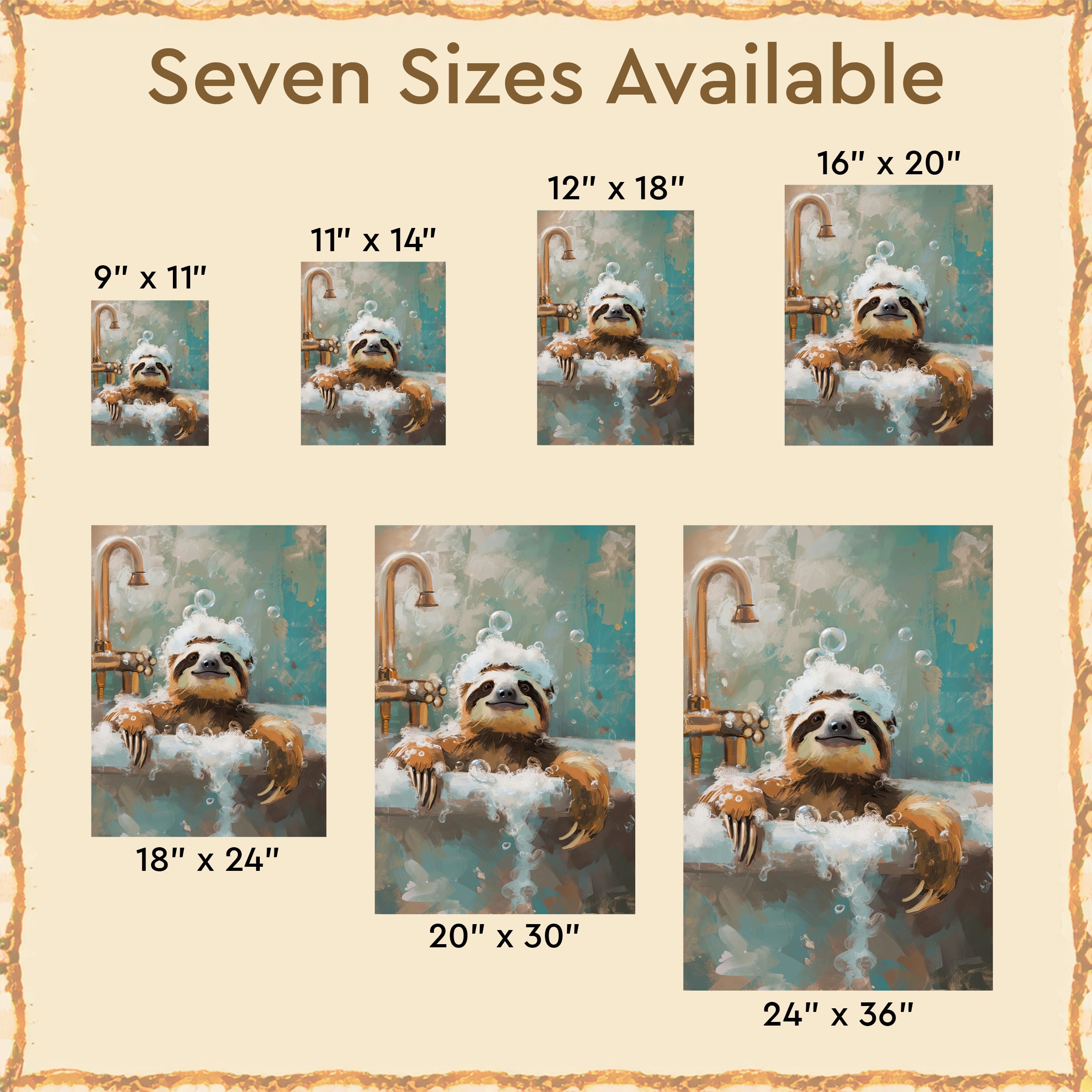 Bathtub Bubble Bath Sloth Poster, Funny Bathroom Wall Art, Sloth Lover ...