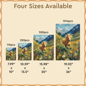 Flower Mountain Running Pony Jigsaw Puzzle, 110/252/520/1014 Pcs, Kids ...