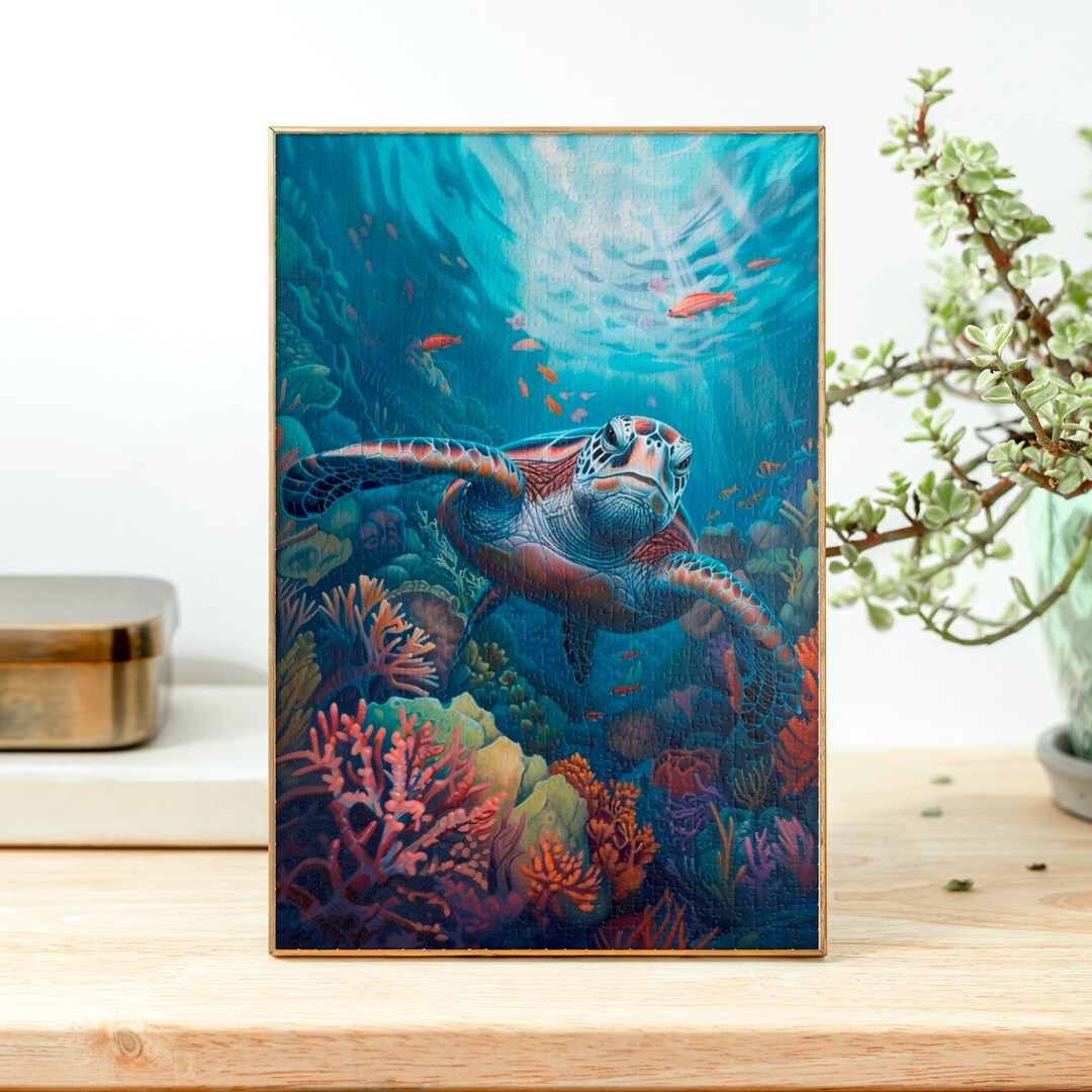 Curious Sea Turtle Aquarium Jigsaw Puzzle, 110/252/520/1014 Pcs, Kids ...