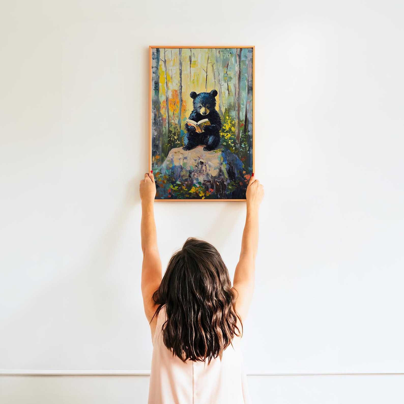Bookworm Bear Reading Book Poster, Funny Black Bear, Book Lover, Kids ...