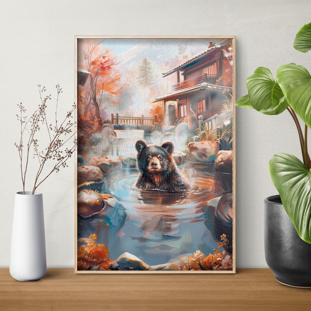 Japanese Hot Spring Bear Jigsaw Puzzle, 110/252/520/1014 Pcs, Kids ...