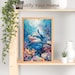 Marine Animals Shark Coral Poster, Funny Shark Gift, Vintage Ocean ...