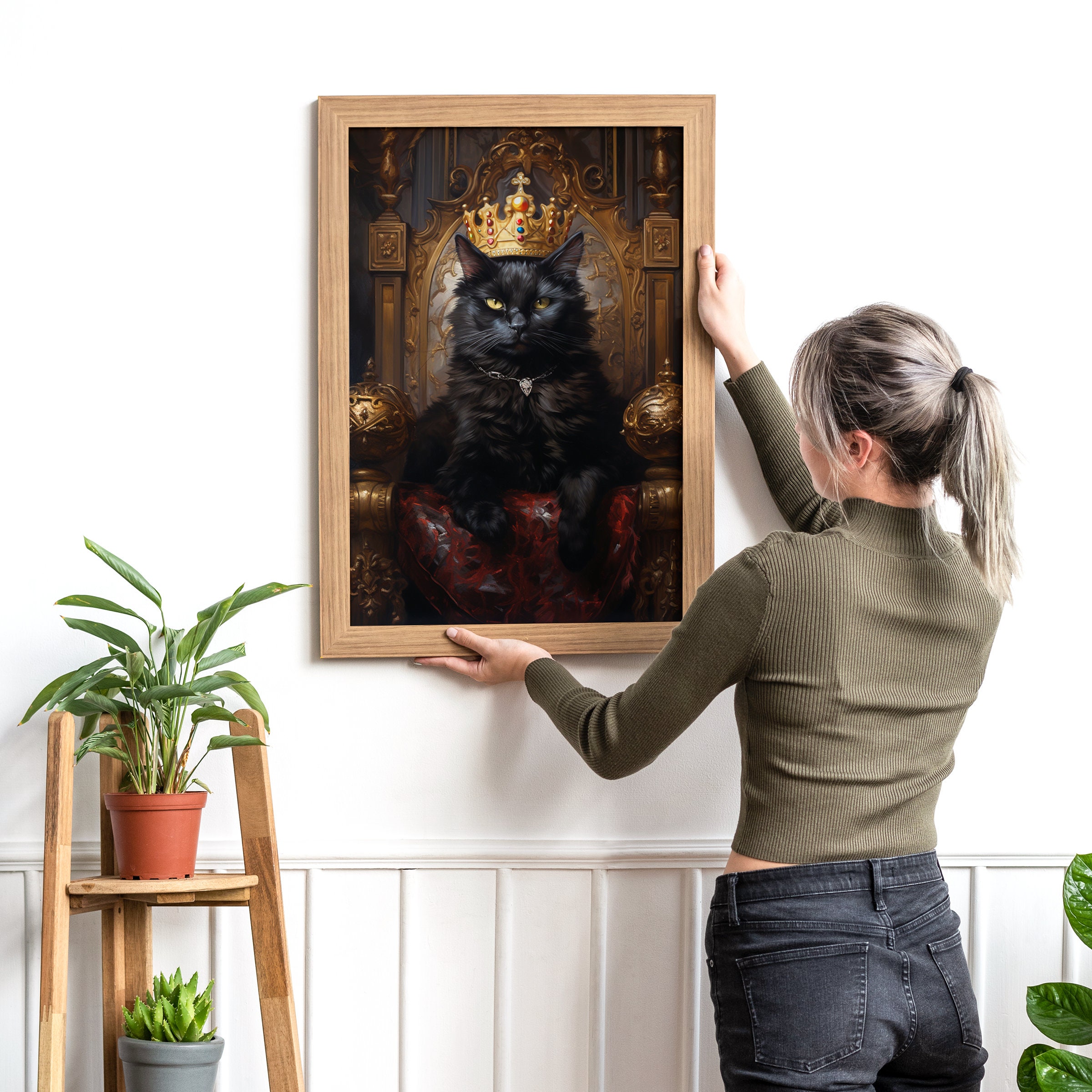 Royal Crown Cat Poster, King Cat, Queen Cat, Royal Pet Portrait, Wall ...