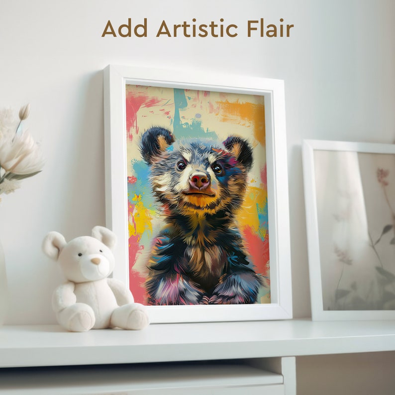 Wildlife Cute Bear Nursery Poster, Black Bear Lover Gift, Funny Bear ...
