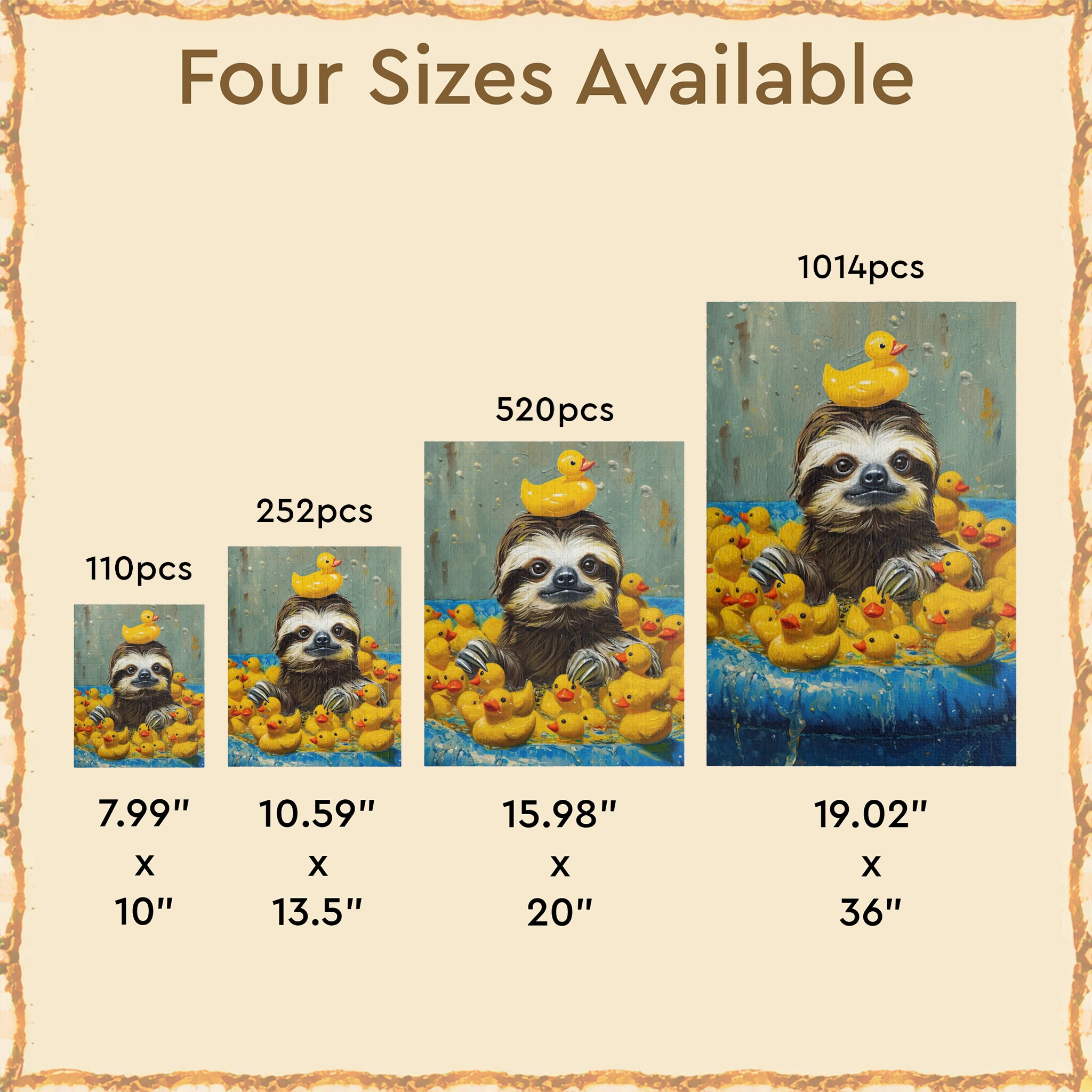 Rubber Duck Pool Sloth Jigsaw Puzzle, 110/252/520/1014 Pcs, Kids Adults ...