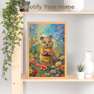 Flower Field Cute Quokka Poster, Funny Quokka Wall Art, Quokka Lover ...