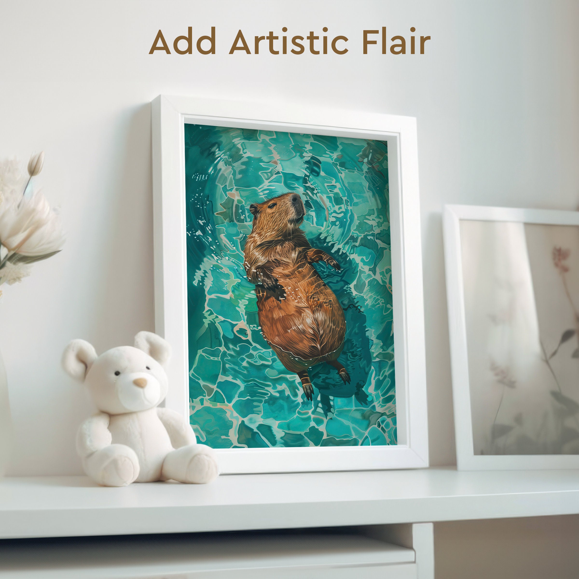 Swimming Pool Floating Capybara Poster, Funny Capybara Print, Capybara ...