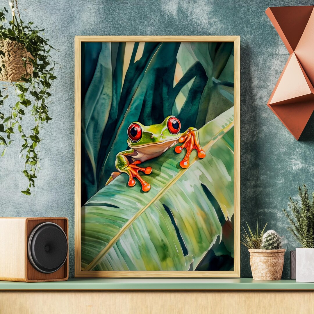Red Eyed Tree Frog Poster, Rainforest Leaf Frog Print, Tropical Jungle ...