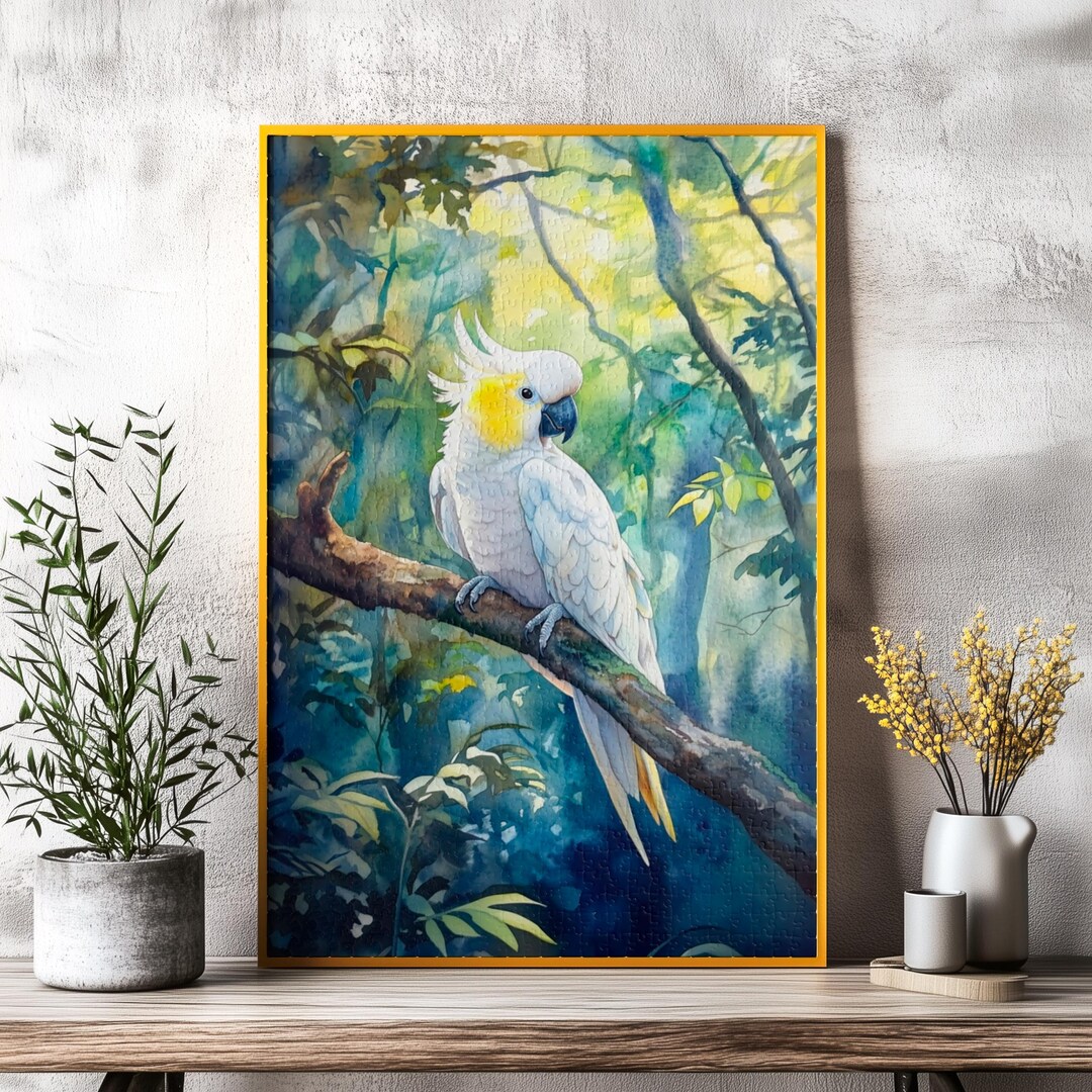 Tropical Forest White Cockatoo Jigsaw Puzzle, 110/252/520/1014 Pcs ...