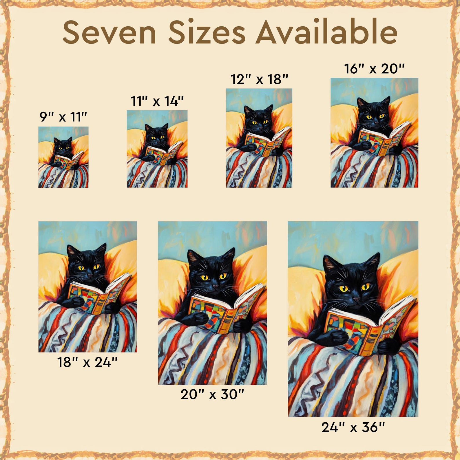 Cat Reading Bedtime Storybook Poster, Black Cat Wall Art, Cozy Kitten ...