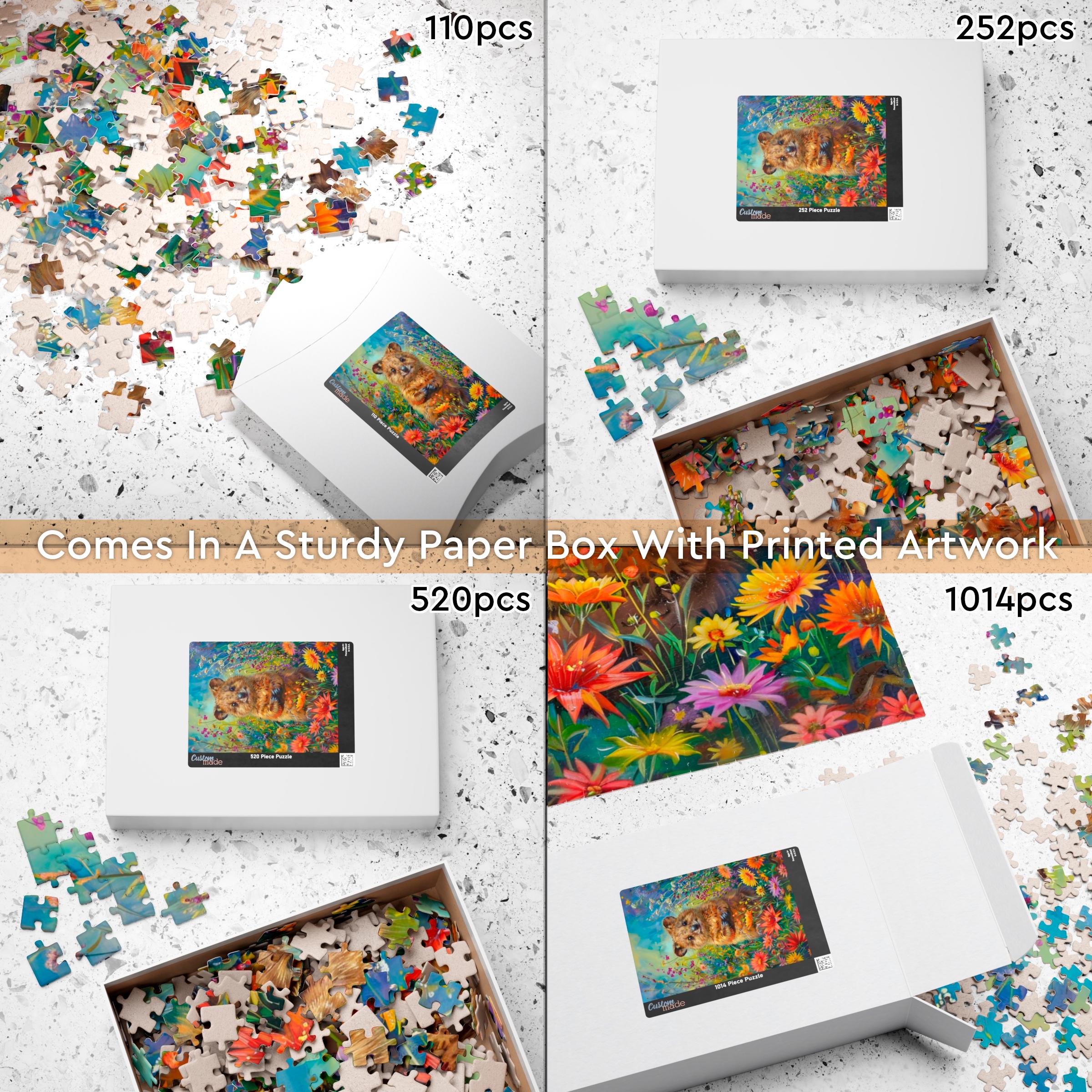 Flower Field Cute Quokka Jigsaw Puzzle, 110/252/520/1014 Pcs, Kids ...