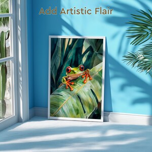 Red Eyed Tree Frog Poster, Rainforest Leaf Frog Print, Tropical Jungle ...