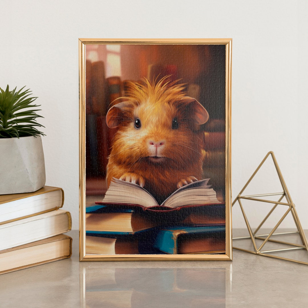 Guinea Pig Reading Book Jigsaw Puzzle, 110/252/520/1014 Piece, Kids ...