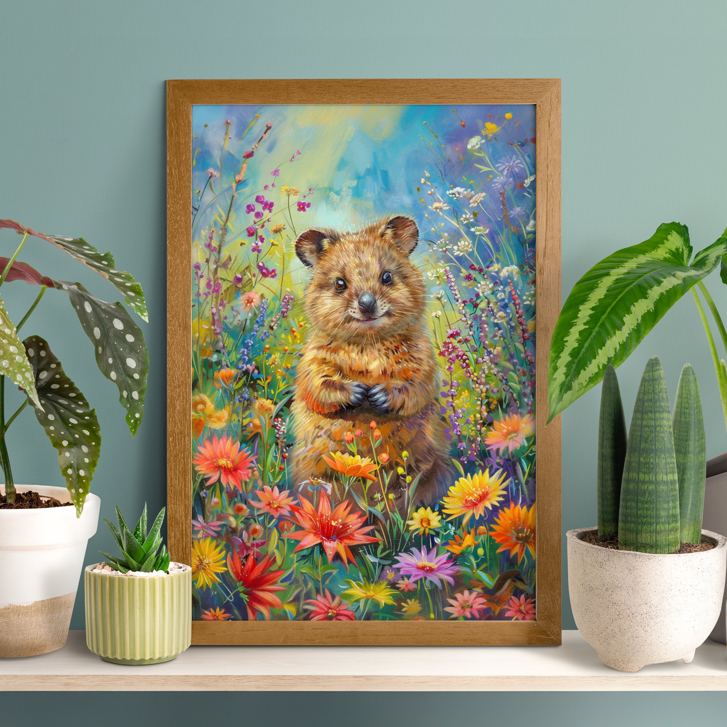 Flower Field Cute Quokka Poster, Funny Quokka Wall Art, Quokka Lover ...