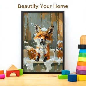 Bathtub Bubble Bath Fox Poster, Bathroom Wall Art, Fox Lover Gifts ...