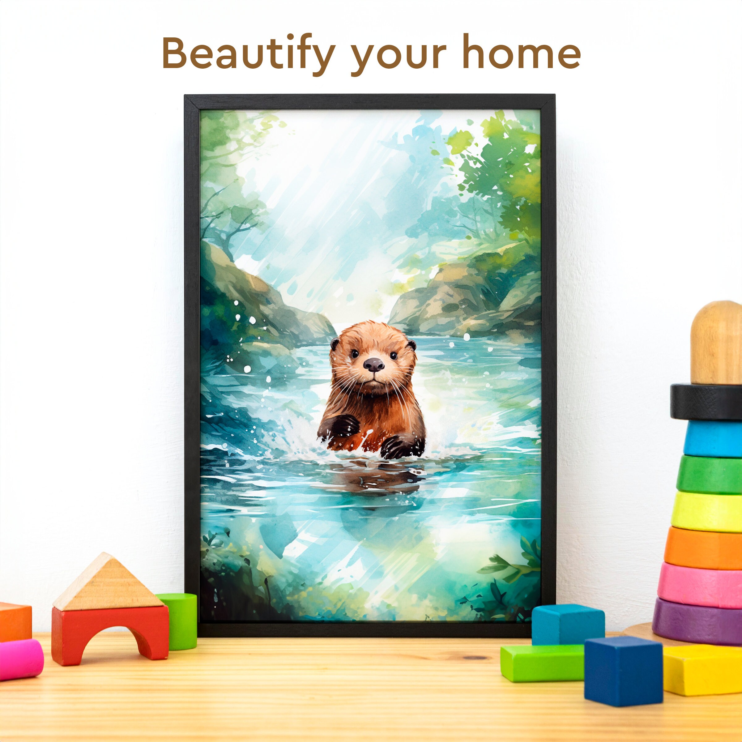 Wildlife Cute River Otter Poster, Funny Sea Otter Gifts, Vintage Nature ...