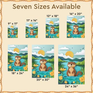 Papercut Wildlife River Otter Poster, Funny Sea Otter Gift, Vintage ...