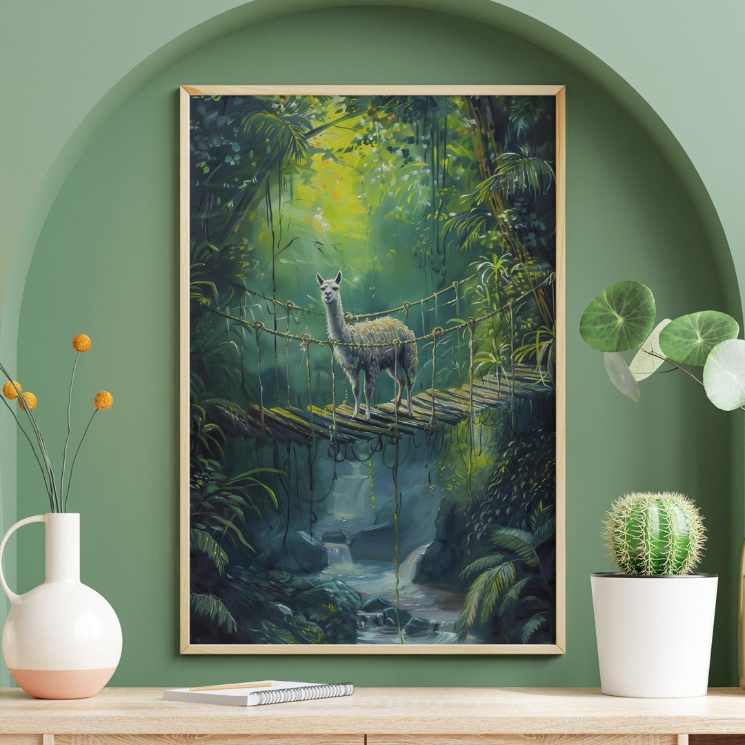 Lost Forest Llama Alpaca Poster, Llama Lover Gift, Alpaca Wall Art ...