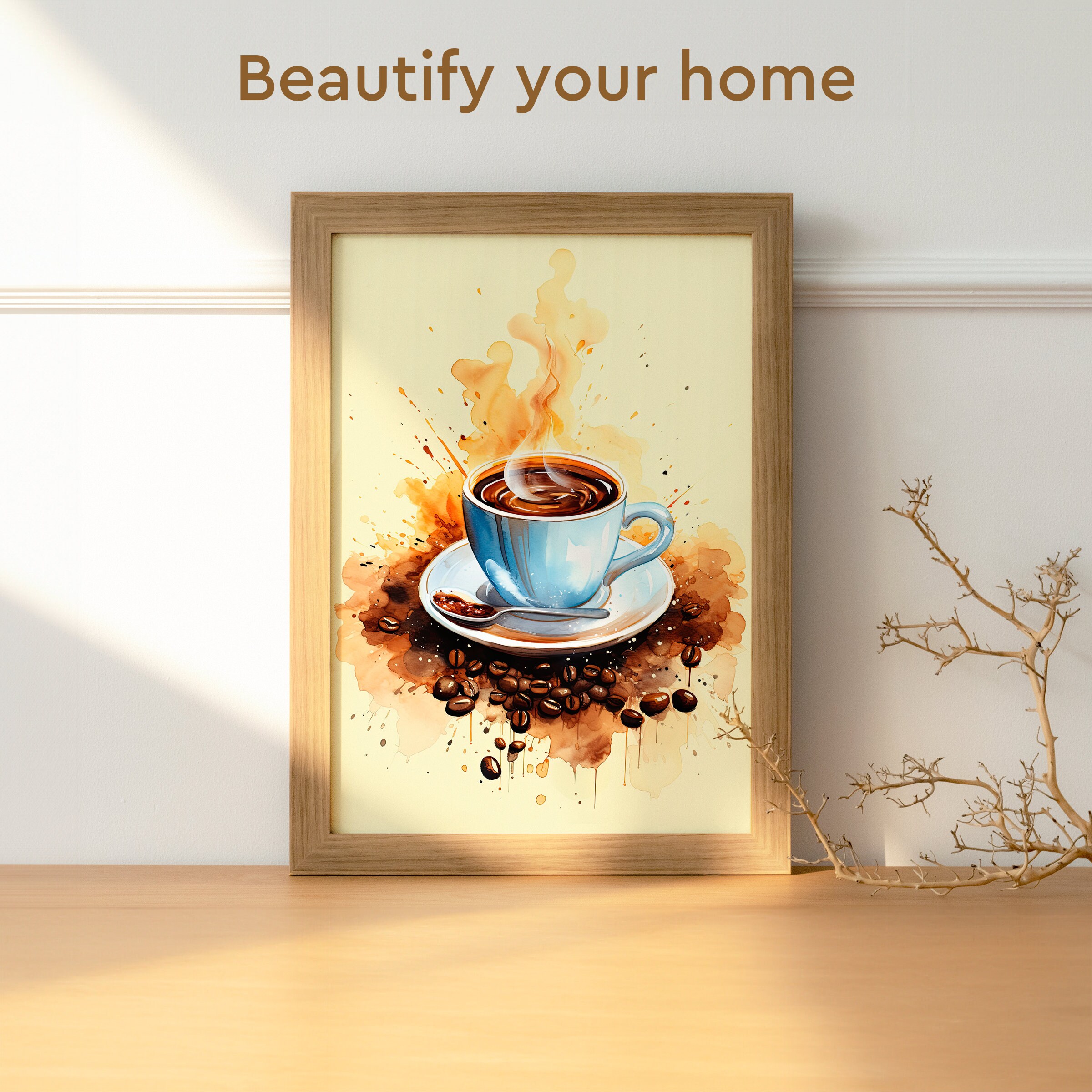 Retro Coffee Teacup Poster, Watercolor Paintings, Vintage Coffee Tea ...