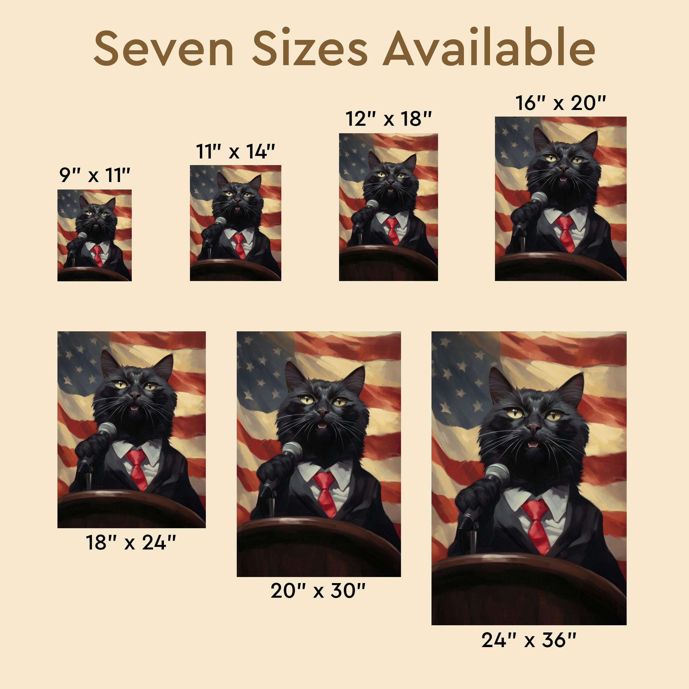 Exclusive President Black Cat Poster, Funny Kitten Wall Art, Wall Pet ...