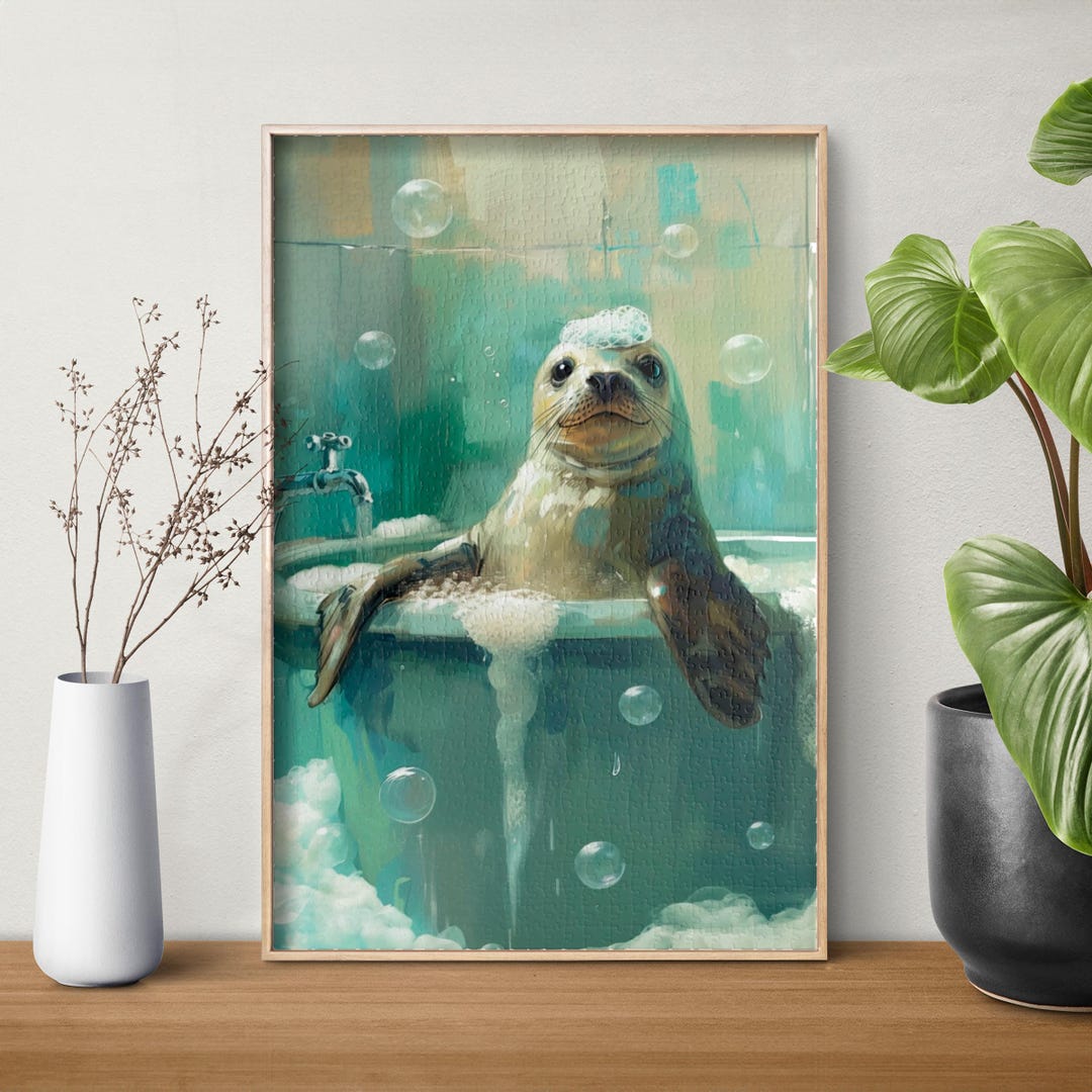 Bathtub Bubble Bath Seal Jigsaw Puzzle, 110/252/520/1014 Pcs, Kids ...