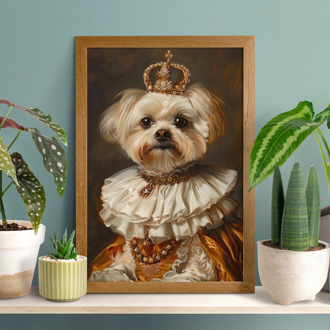 Royal Crown Queen Maltese Poster, Regal Pet Print, Funny Dog Decor, Pet ...
