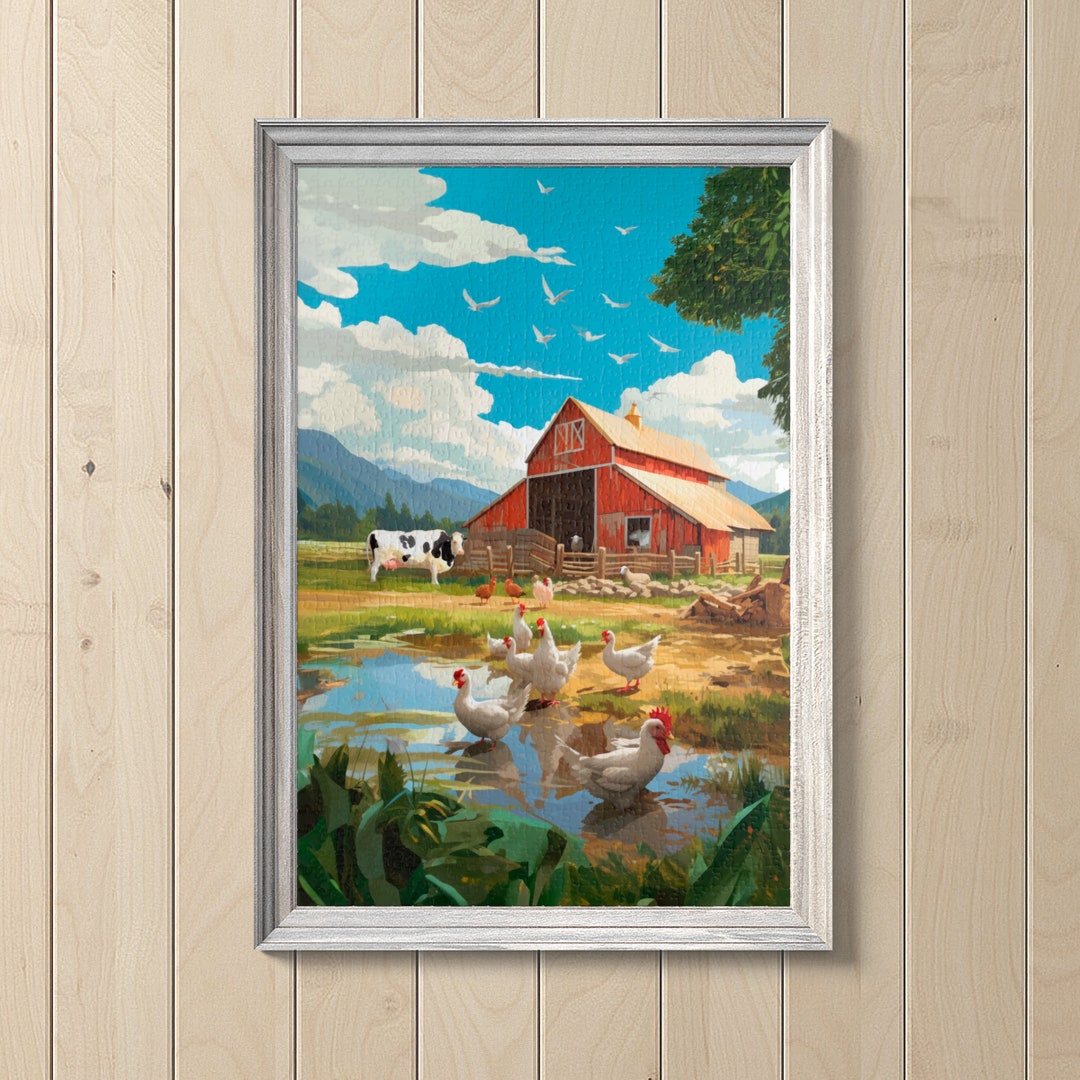 Barnyard Farm Animals Jigsaw Puzzle, 110/252/520/1014 Piece, Kids ...