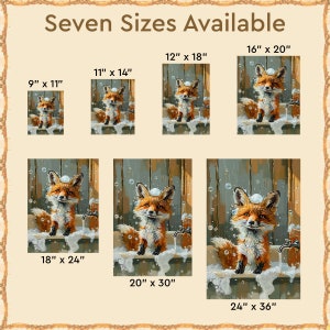 Bathtub Bubble Bath Fox Poster, Bathroom Wall Art, Fox Lover Gifts ...